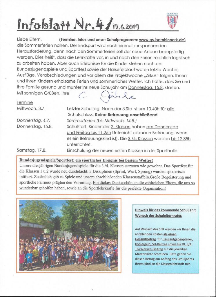 Infoblatt - GRUNDSCHULE ISERN HINNERK